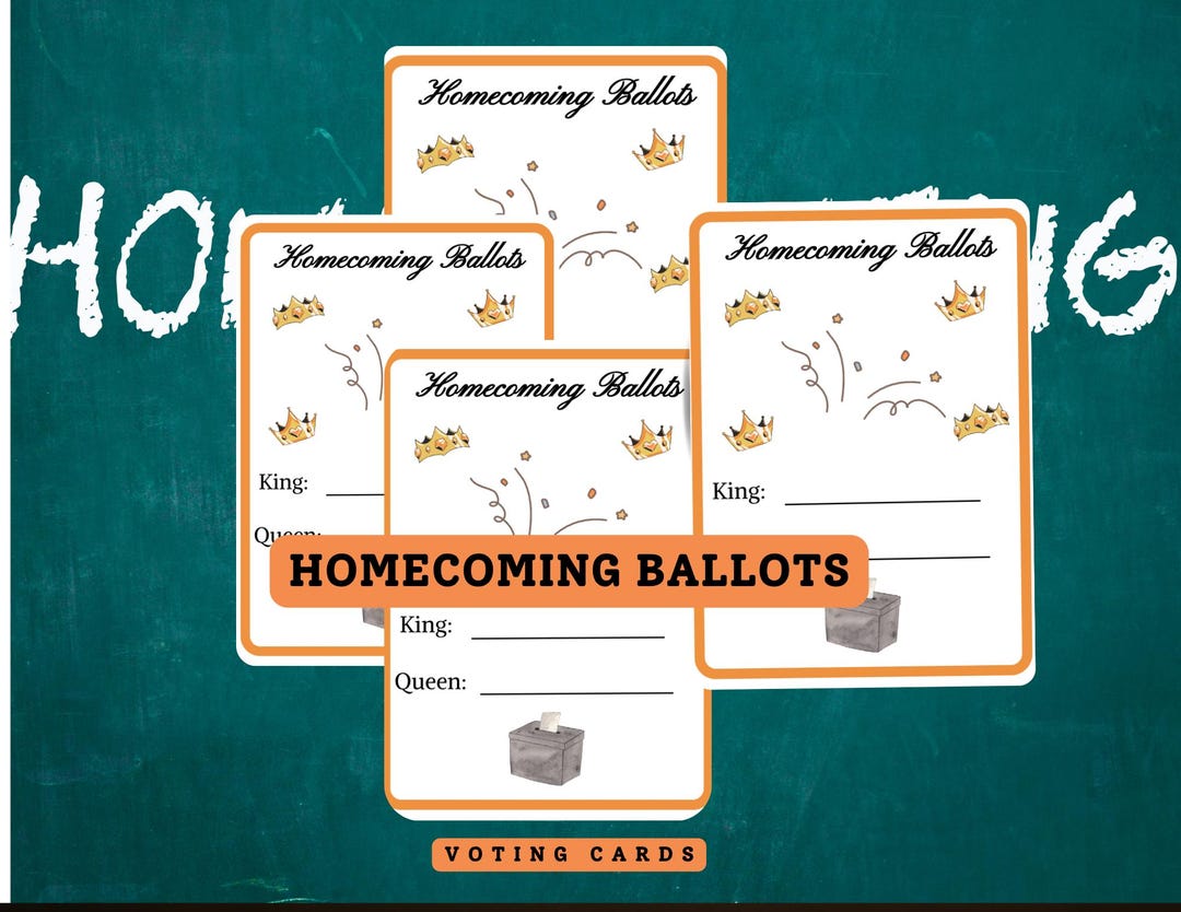Homecoming Ballots, King & Queen Ballot Printable: Dance Voting Cards ...
