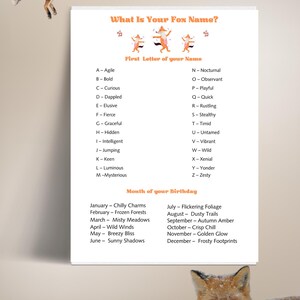 What is Your Fox Name,fox Name Game, Fox Party Game, Fox Name Game ...