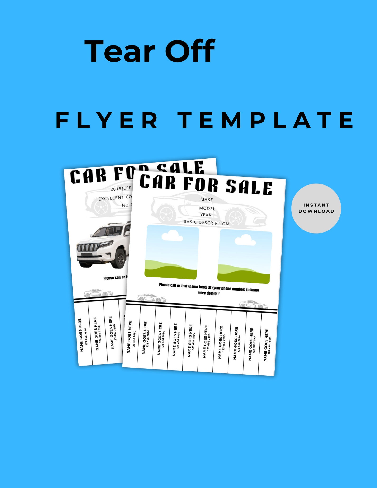 Car for Sale Tear Away Flyer Advertisement Poster, Advertisement Poster ...