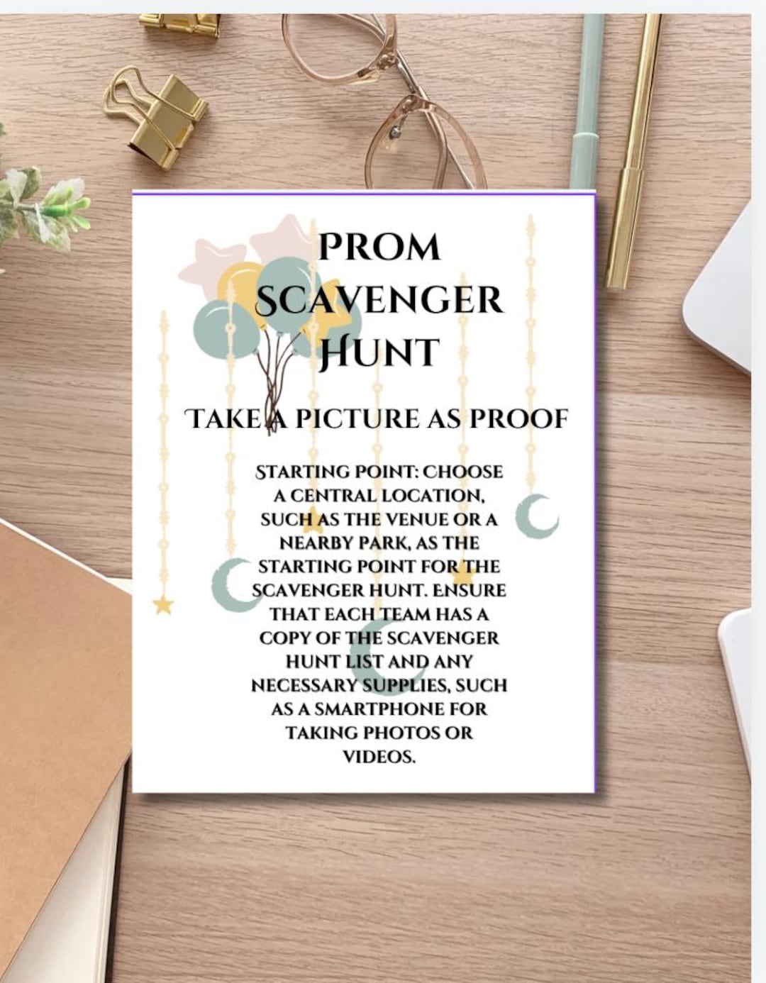 Printable Prom Themed Scavenger Hunt for Teens, High School Prom ...