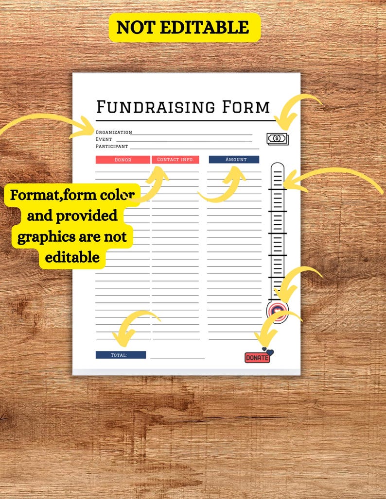 Printable Fundraising Form Template: Editable Canva Pdf,fundraiser ...