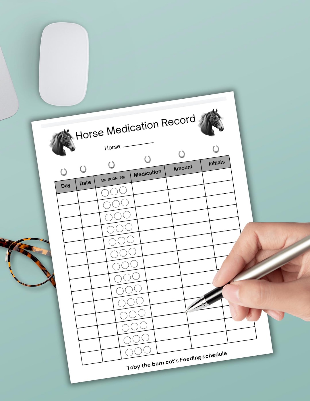 Horse Medication Record Chart,printable Pill Log,equine Health Tracker ...