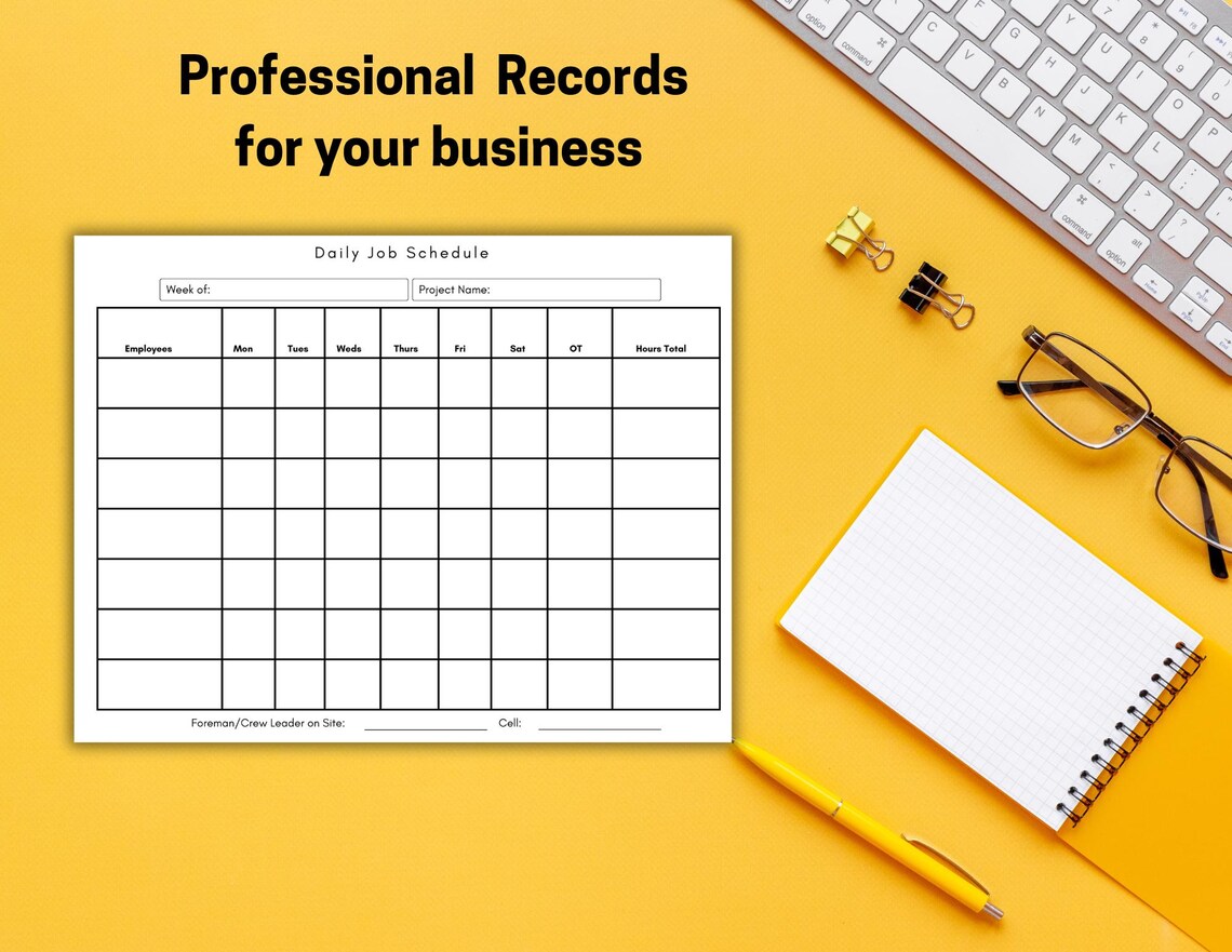 Job Site Schedule: Employee Labor Tracker,employee Schedule Template ...
