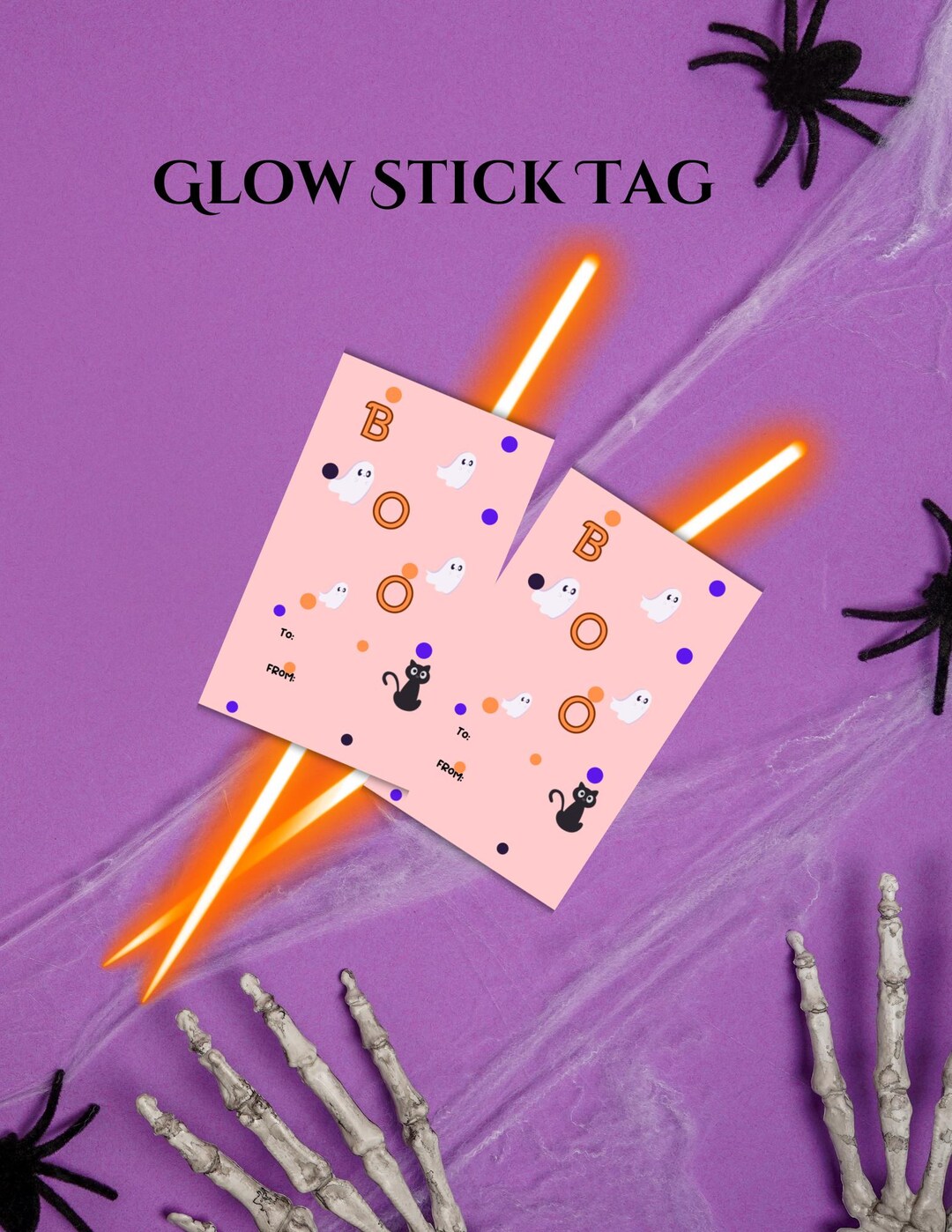 Glow Stick Tag, Pink Halloween Glow Stick,halloween Glow Stick Card ...