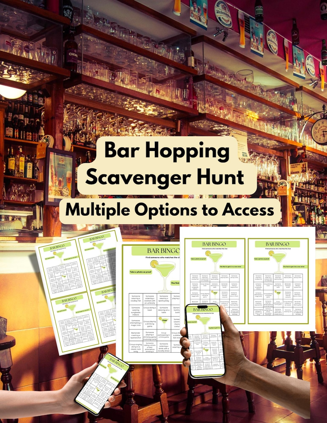Bar Hopping Bingo Scavenger Hunt,21st Birthday Printable Adult Party ...