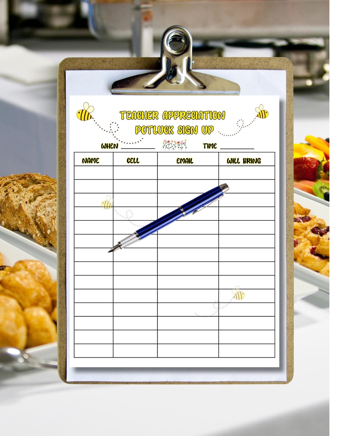Teacher Appreciation Potluck Sign-up Sheet,bee Theme,printable Potluck ...