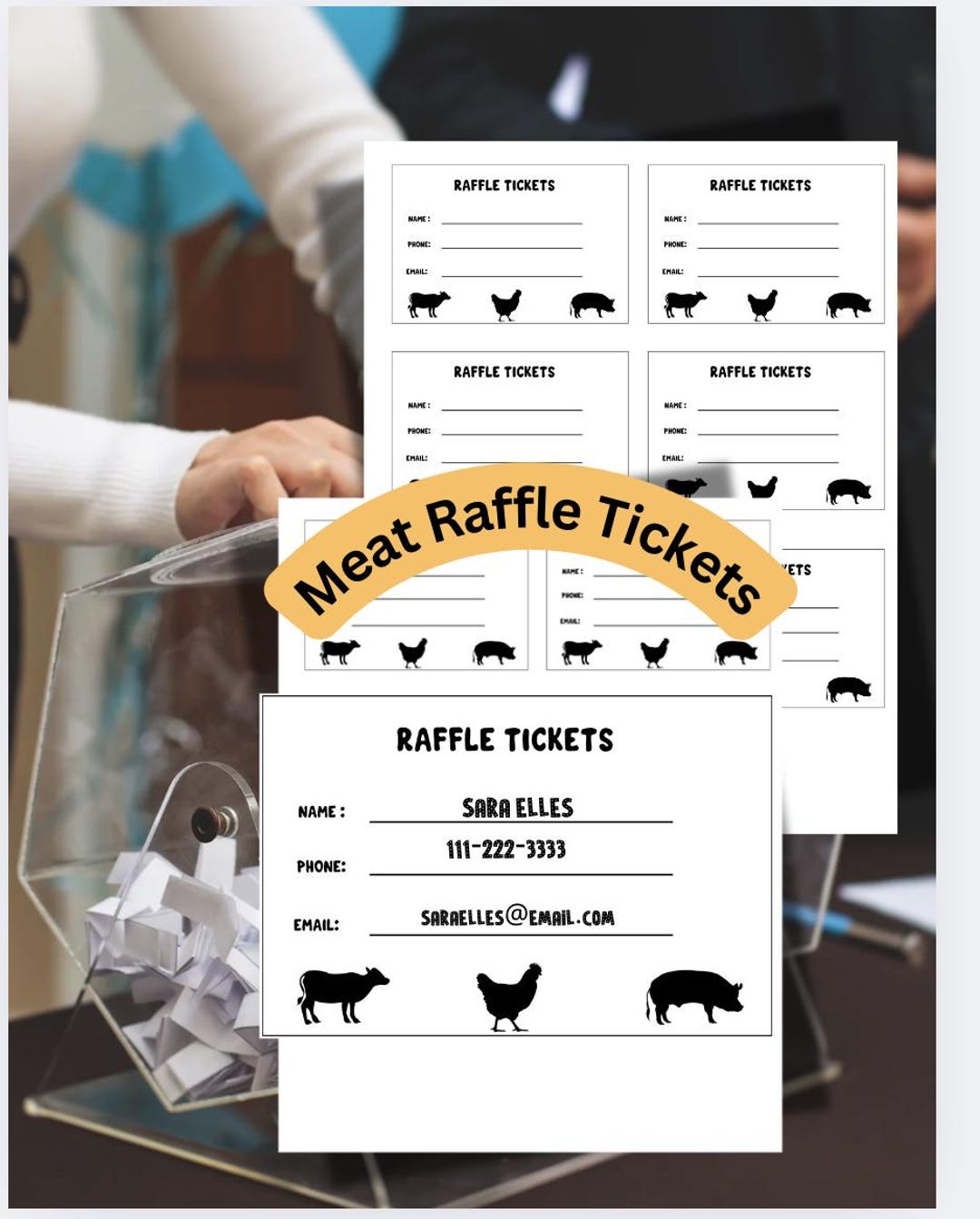 Rifa de carne imprimible para eventos temáticos y recaudación de fondos ...