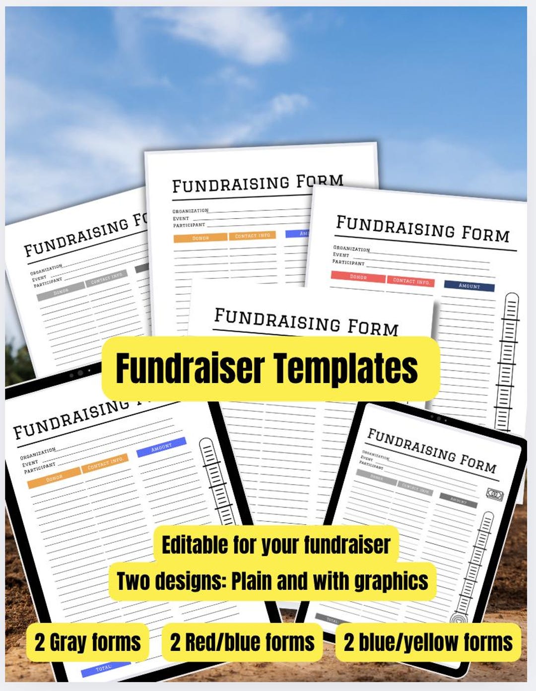Printable Fundraising Form for Events, Charities, Sports and More ...
