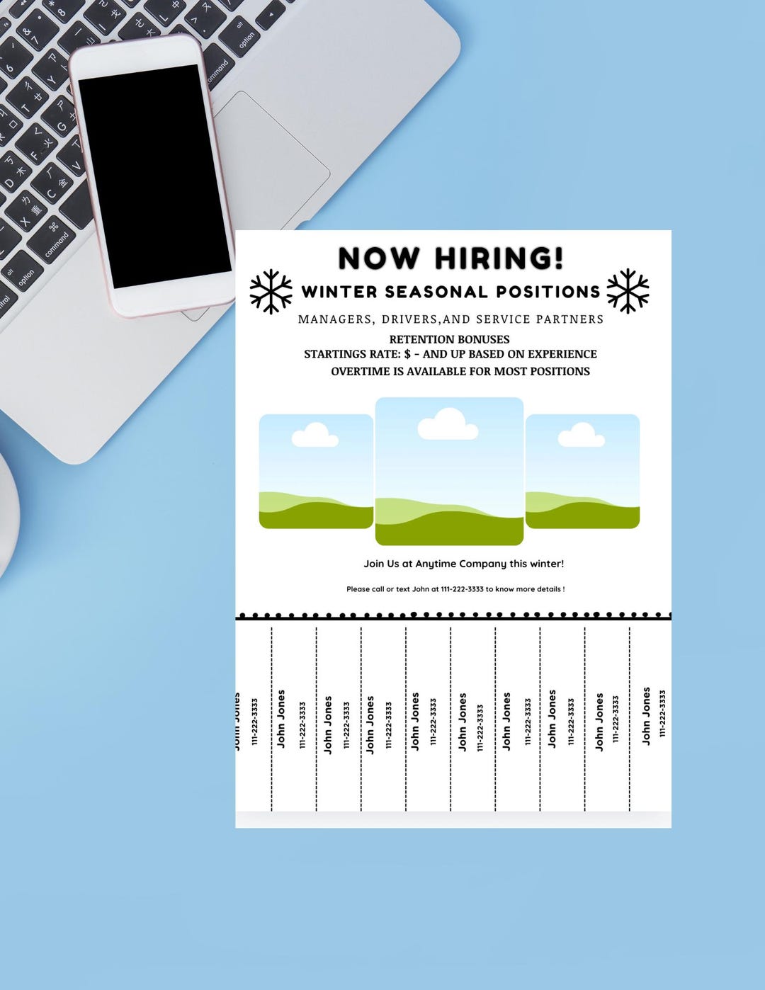 Winter Hiring Flyer: Seasonal Employment Ad Template, Canva Editable ...