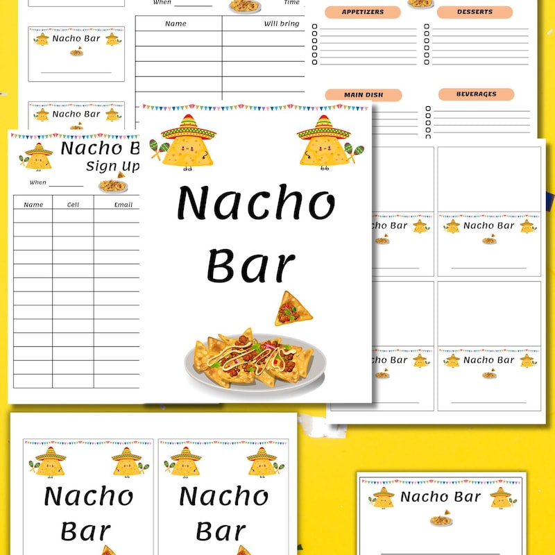 Nacho Bar Sign up Sheets - Etsy