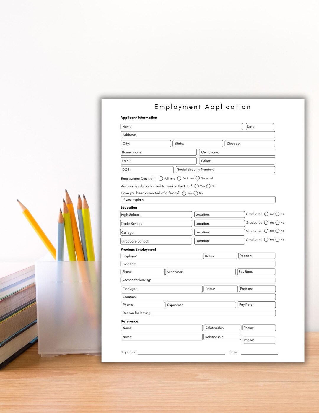 Editable Job Application Template,printable Employee Form (PDF & Canva ...