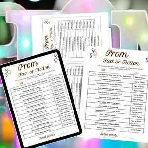High School Prom Fact or Fiction, Prom Night Games, Printable Games for ...