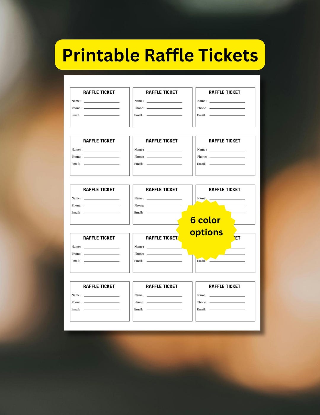 Printable Raffle Tickets: Fundraiser Event,enter to Win Tickets ...