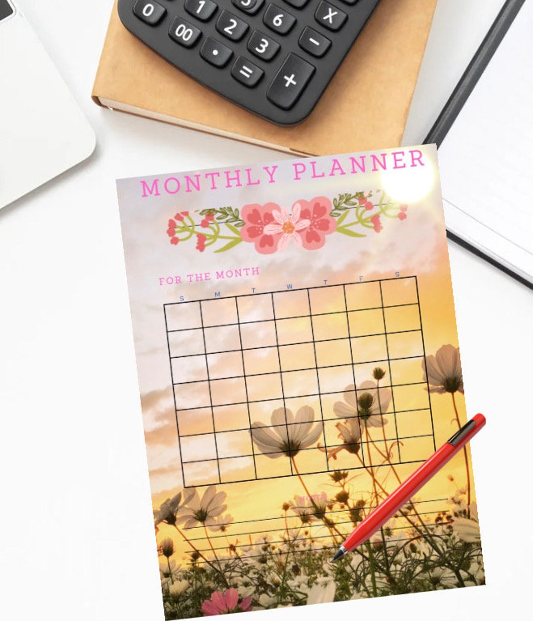 Mini Calendar and Planner,blooming in Spring Mini Calendar,planner Set ...