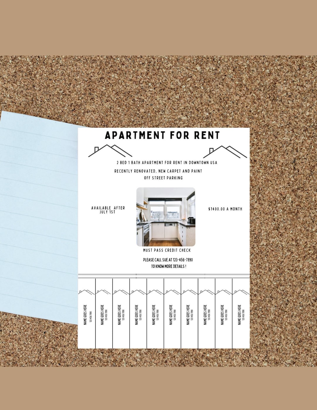 Apartment for Rent Flyer Template,tear-off Contact Info, Apartment ...