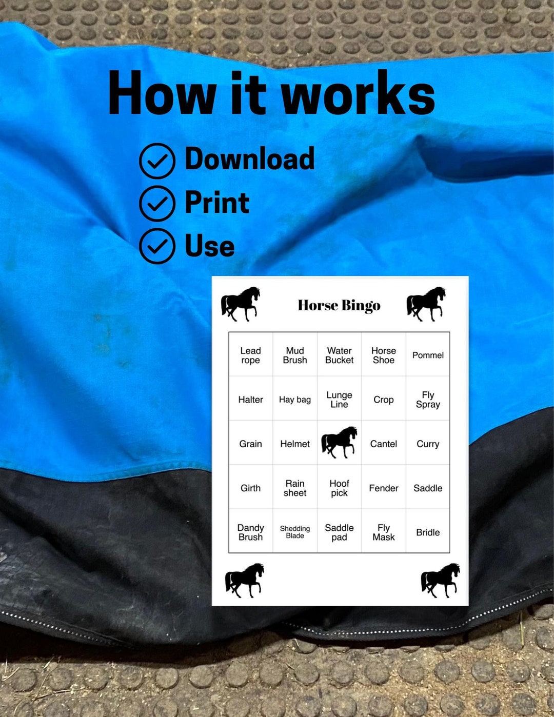 Bingo Game:pony Bingo, Horse Themed Bingo Game, Horse Camp Filler ...