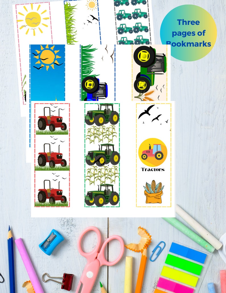 Printable Tractor Bookmarks for Kids, Tractor Themed Reading Challenge ...