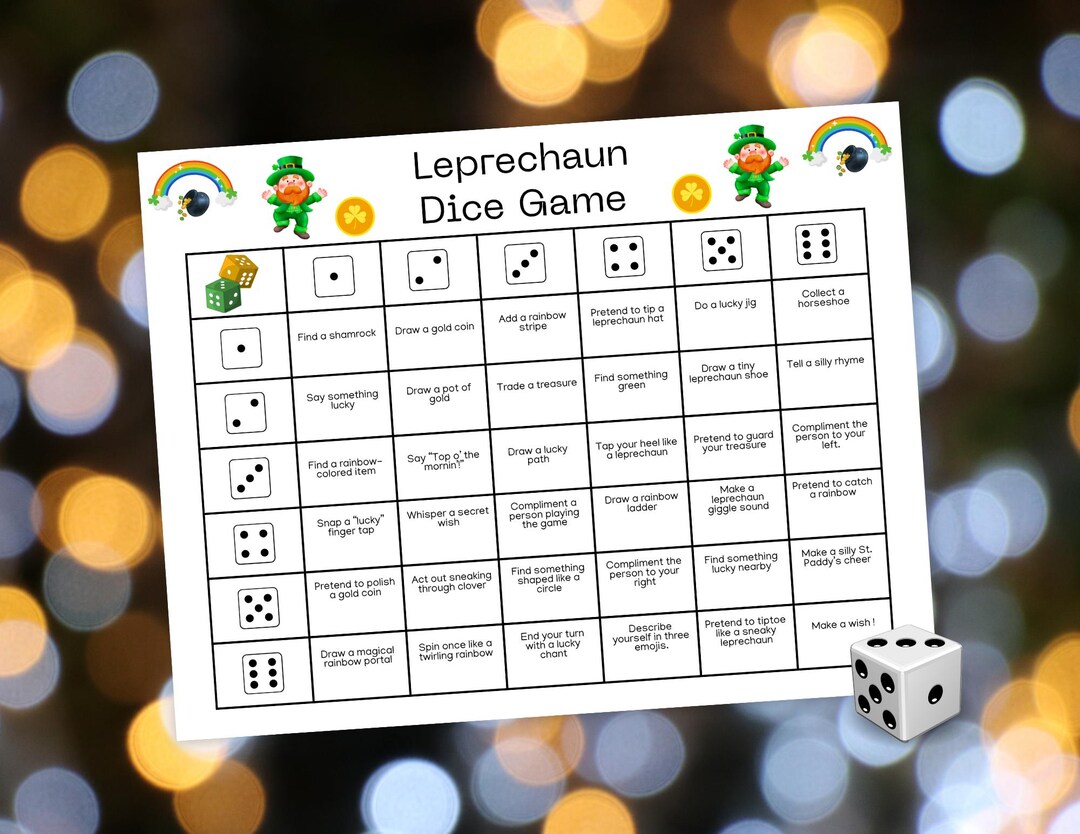 Leprechaun Dice Game, Printable Classroom Party Activity, Roll & Share ...
