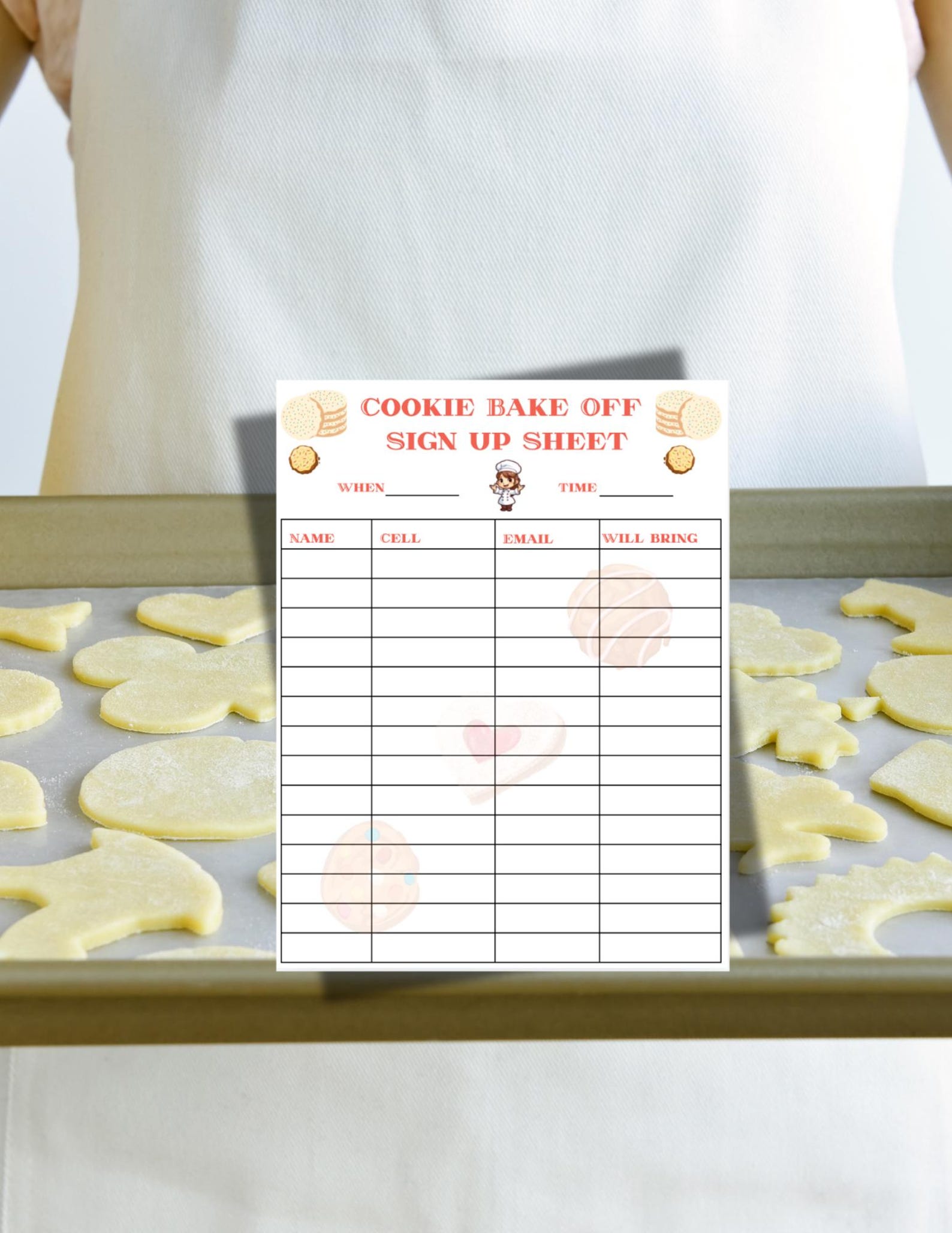 Cookie Bake off Sign-up Sheet,printable Contest Form, Printable Cookie ...