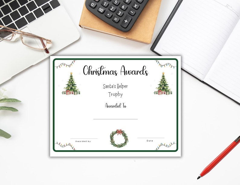 Printable Christmas Family Awards, Holiday Celebration Trophy, Festive ...