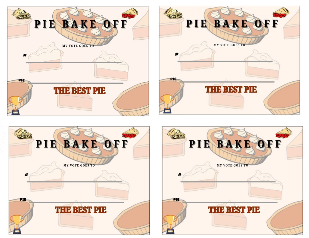 Best Pie Voting Ballots Cards for Bake Off - Etsy