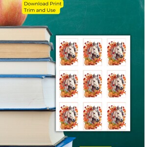 Fall Equestrian Themed Gift Tag, Fall Horse Theme Favor Tag, Printable ...