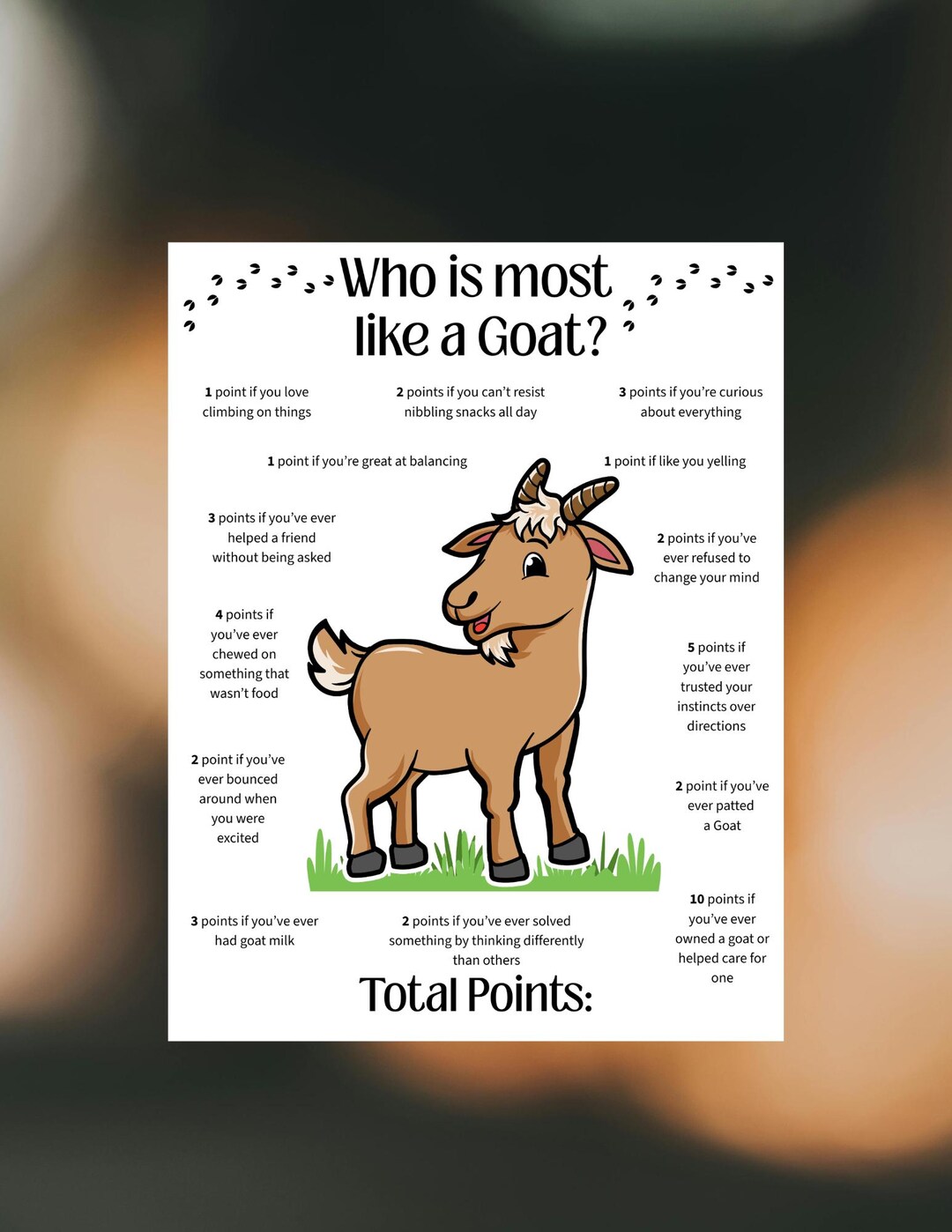 Who is Most Like a Goat? Goat Printable Game, Farm/barnyard Party Game ...