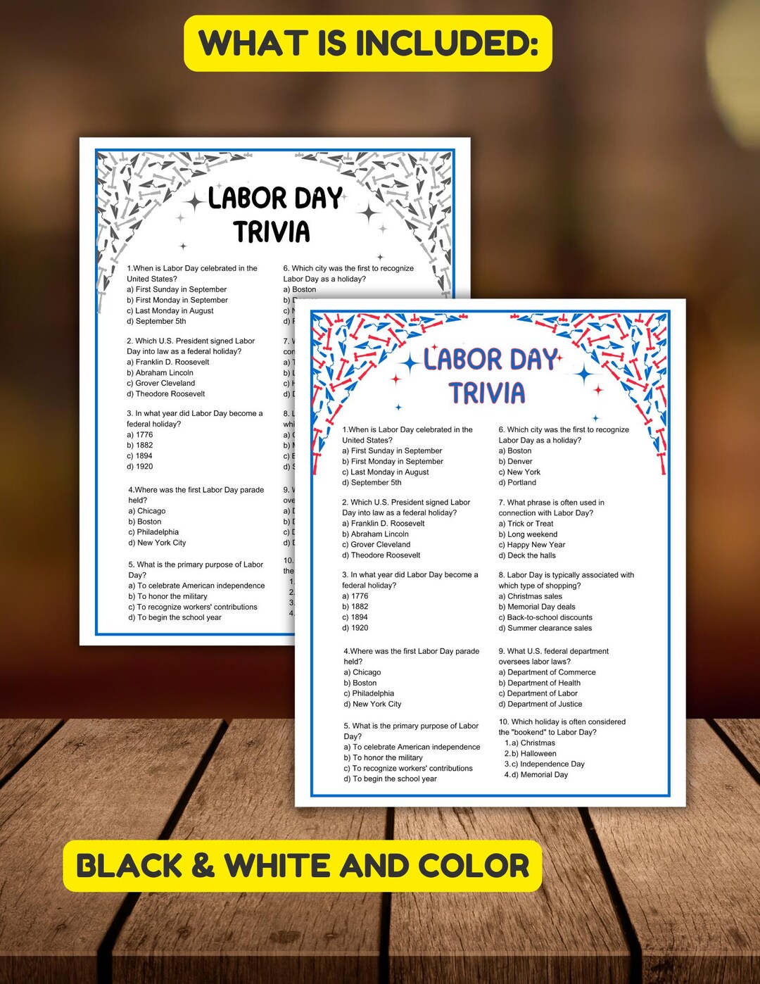 Labor Day Trivia Game: Printable Activities, History Trivia (PDF ...