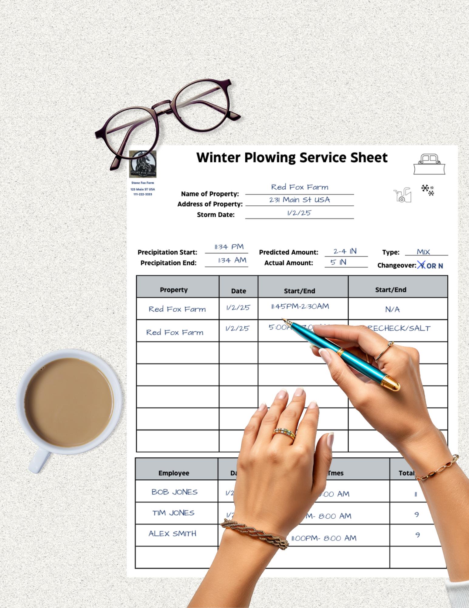 Commercial Snow Plowing Service Sheet: Snow Plowing Service Contract ...