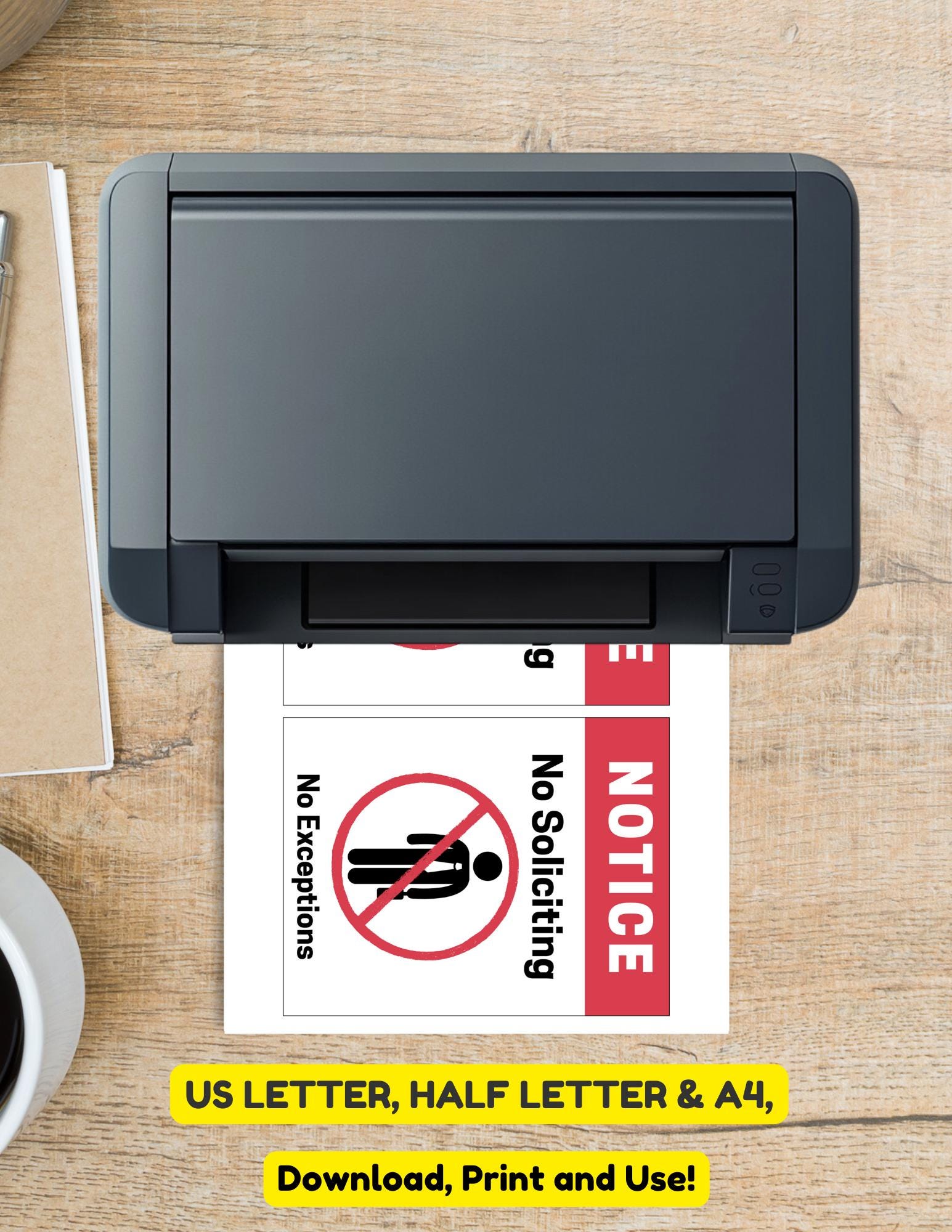 No Soliciting Sign,printable Home & Business Sign,politely Deter Door ...