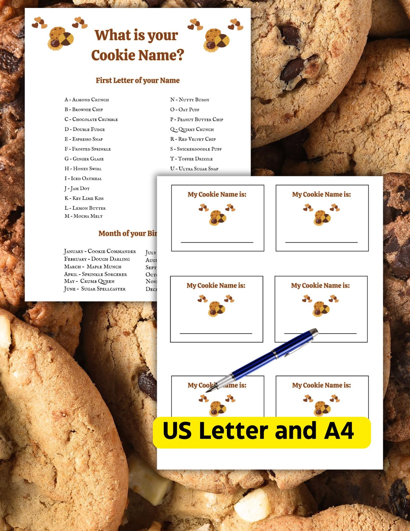 What is Your Cookie Name, Cookie Themed Name Game,cookie Party Game ...
