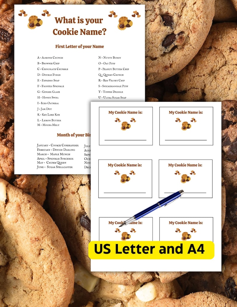 What is Your Cookie Name, Cookie Themed Name Game,cookie Party Game ...
