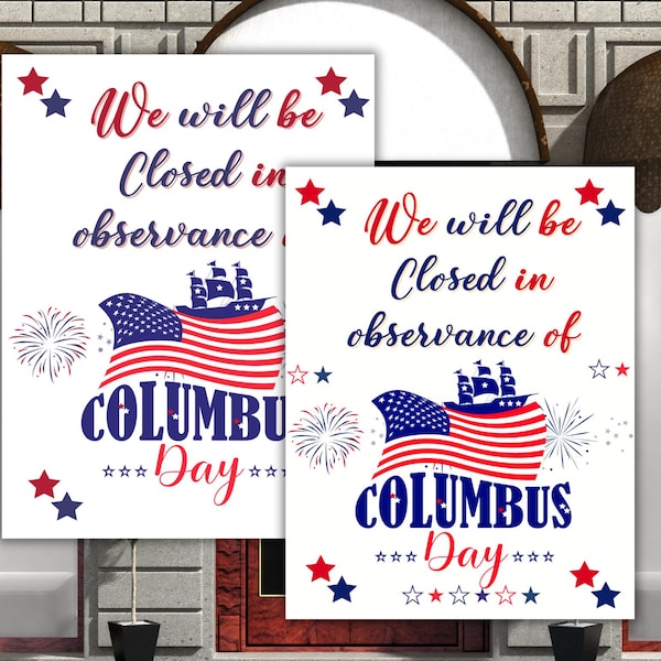 Closed Columbus Day Sign - Etsy