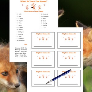 What is Your Fox Name,fox Name Game, Fox Party Game, Fox Name Game ...