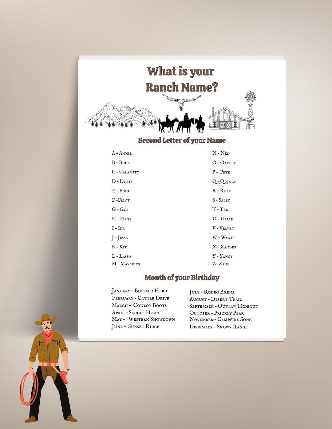 Ranch Name Game,western Party Activity, Printable Name Tags, Ranch ...