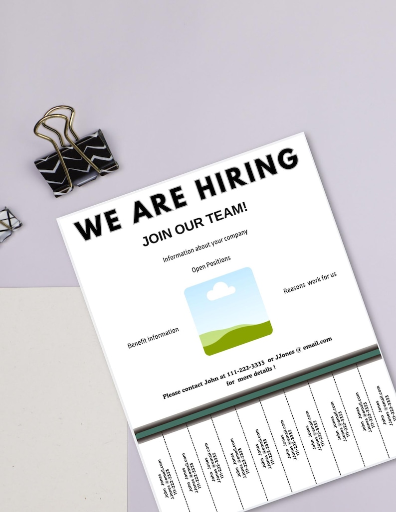 We Are Hiring Tear Away Job/position Advertisement Flyer,job Posting ...