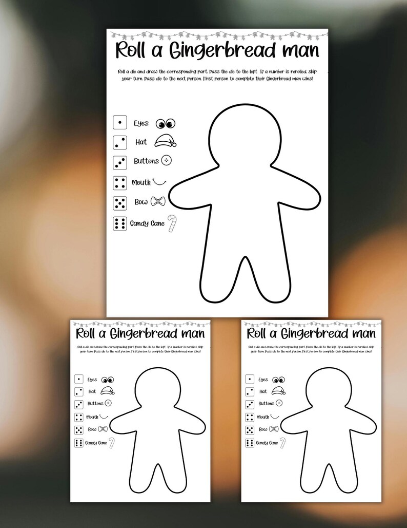 Christmas Roll a Gingerbread Man Candy Dice Game,fun Holiday Dice ...