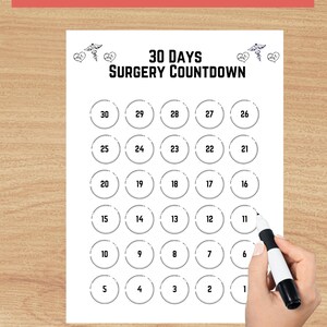Surgery Countdown Calendar, Operation Countdown. Printable30 Day ...