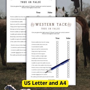 Western Horse Tack Trivia Game: True or False (PDF Download), Western ...
