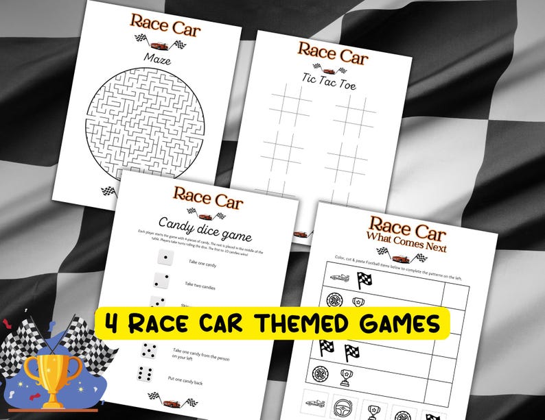 Kids Race Car Games, Kid's Race Car Printable,race Party Games, Race ...
