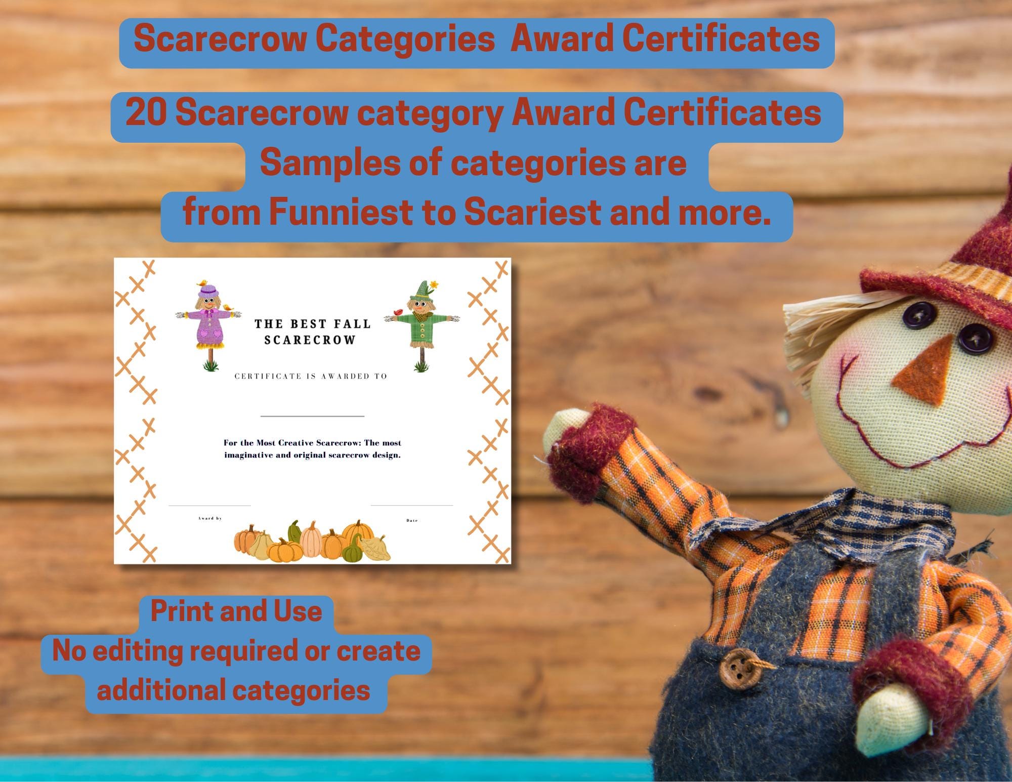 Scarecrow Awards Certificates, 20 Fall Contest Categories (pdf ...