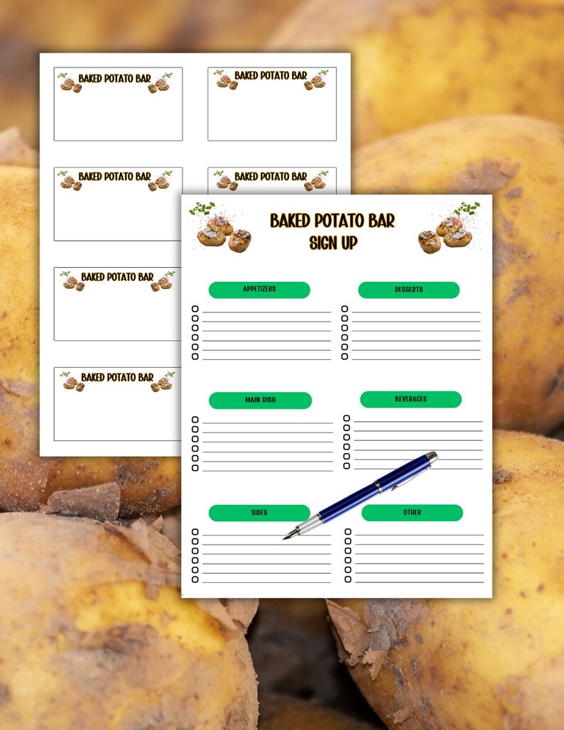 Baked Potato Bar Kit: Printable Potato Party,ultimate Baked Potato Bar ...