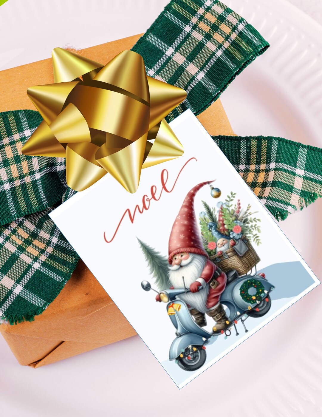 Christmas Gift Tag, Noel Themed Present Tag, Printable Christmas Gnome ...