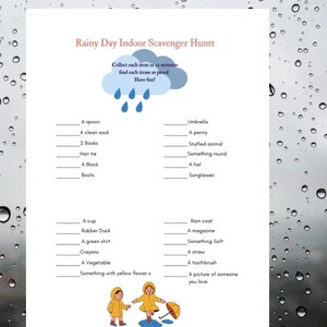 Printable Scavenger Hunt Game for Rainy Day - Etsy