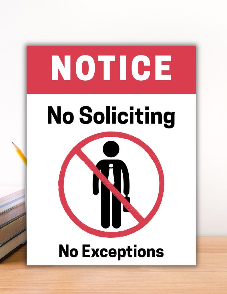 No Soliciting Sign,printable Home & Business Sign,politely Deter Door ...