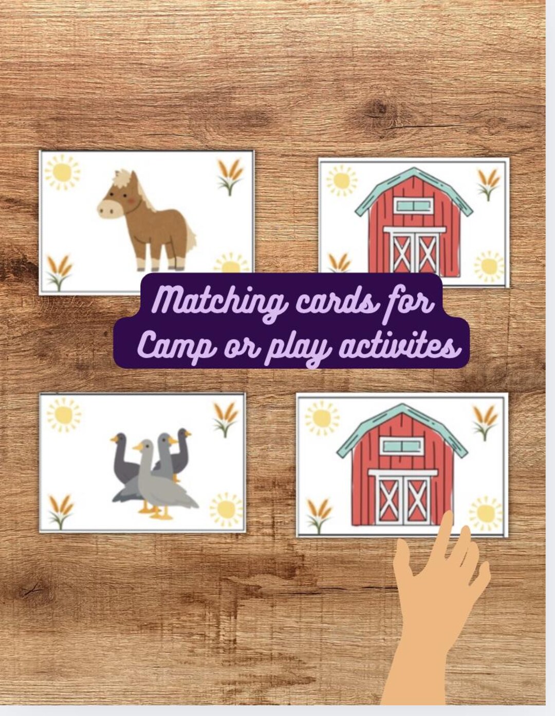 Preschool Farm Themed Matching Game, Memory Card Game for Preschoolers ...