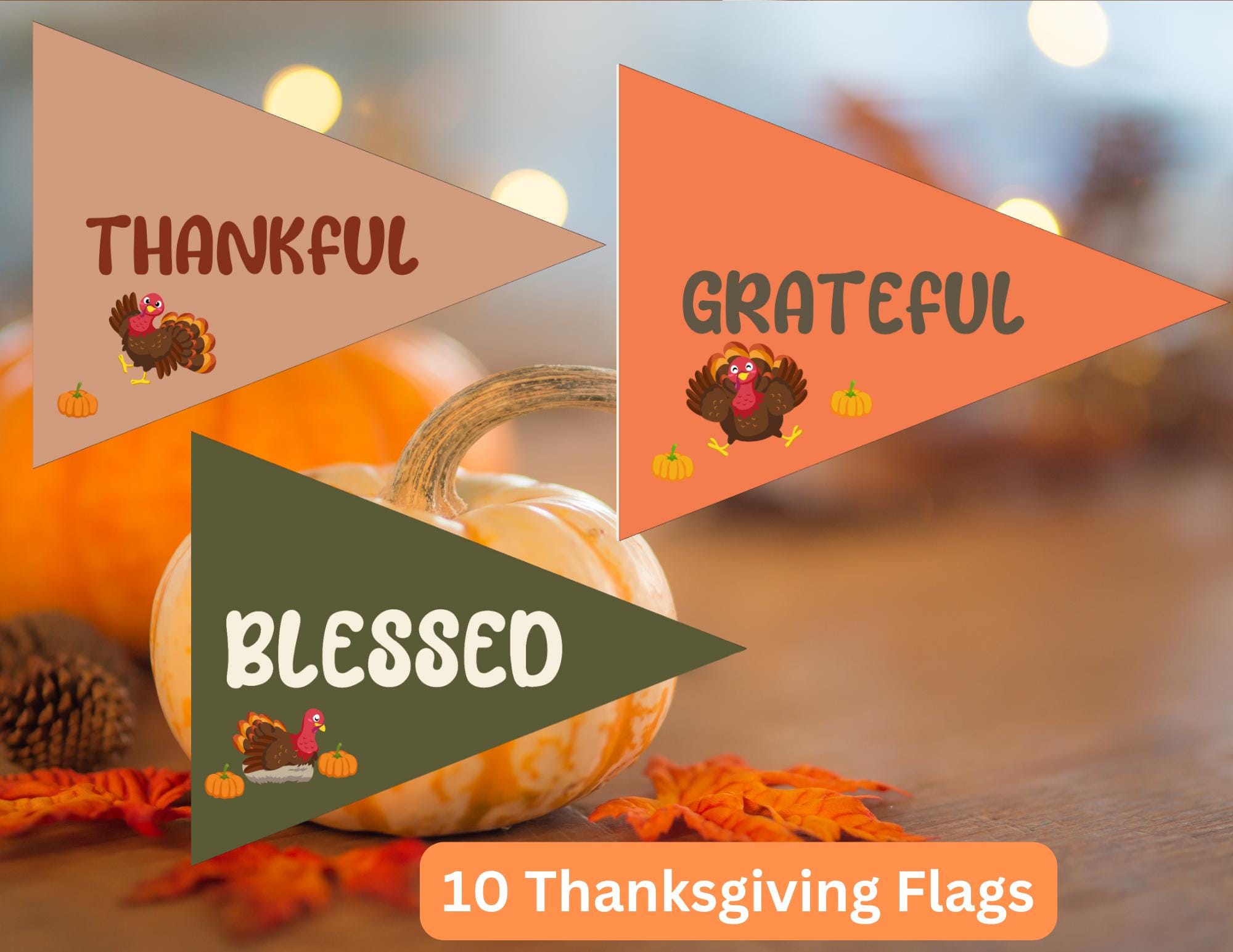 Printable Thanksgiving Pennant Flags Bundle for Parties,decorations ...