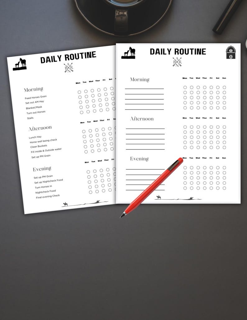Equestrian Barn Chore Chart,barn Daily Routine Checklist,horse Stable ...