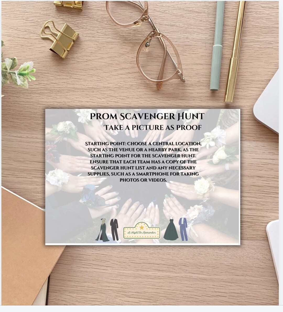 Prom Scavenger Hunt Game, Prom Themed Take a Picture as Proof Scavanger ...