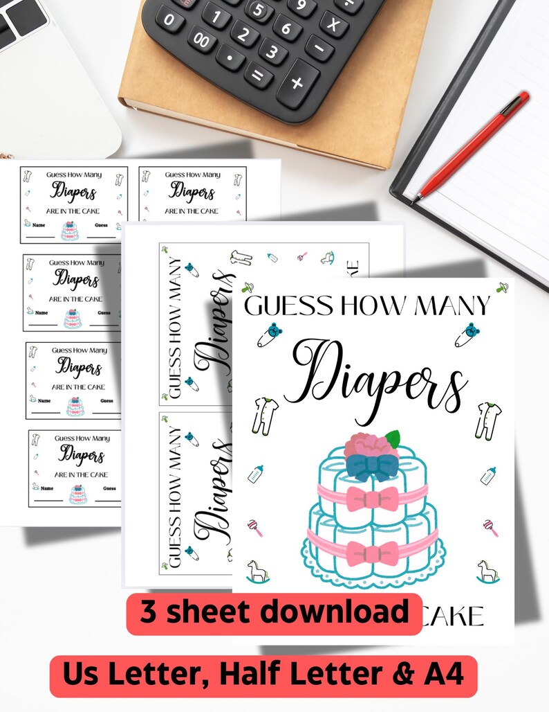 Guess How Many Diapers in the Cake, Baby Shower Game/raffle,printable ...